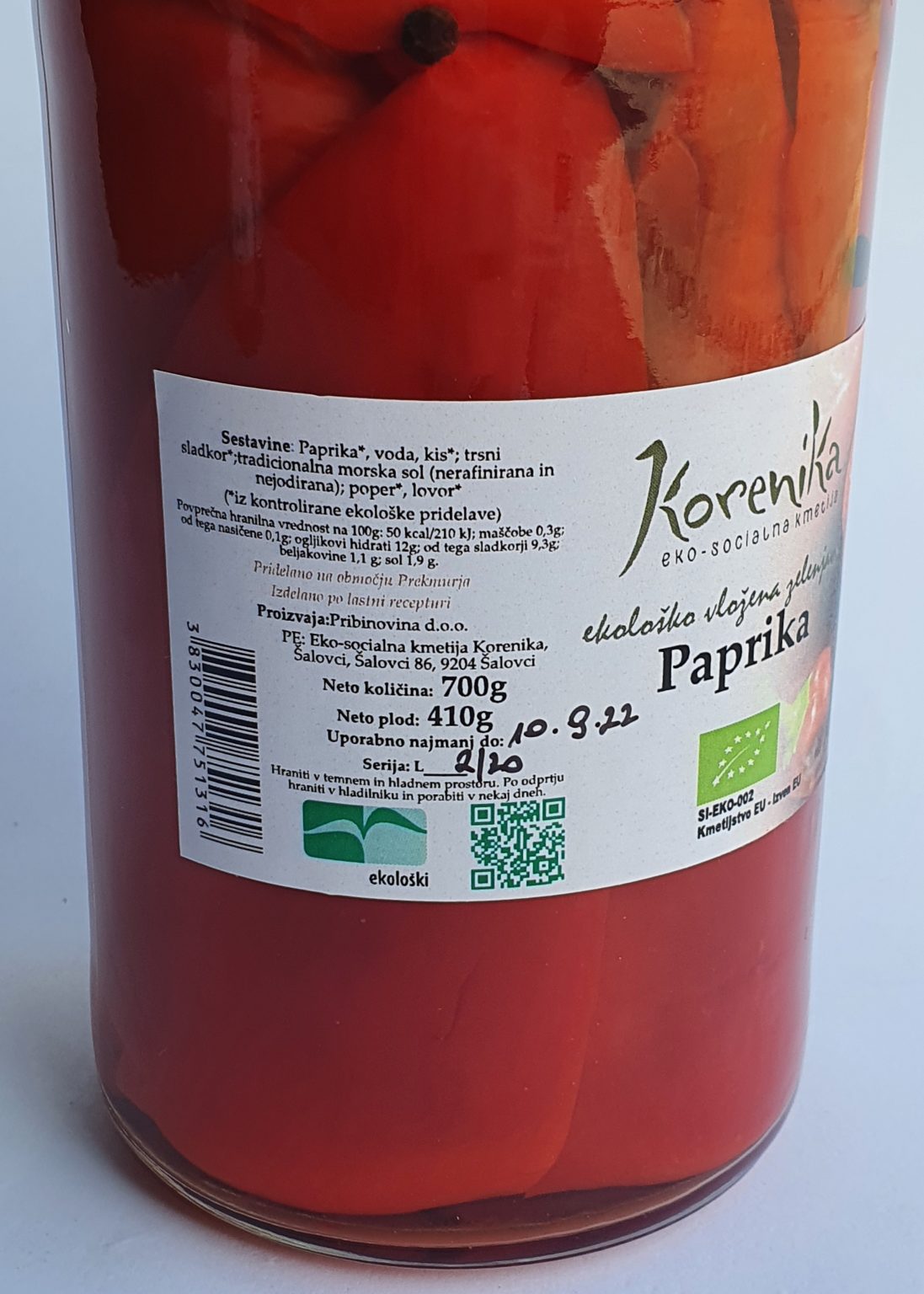 EKO VLOŽENA PAPRIKA RDEČA 700g (KORENIKA) - Zelena točka - trgovina s ...